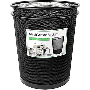 Greenco Small Trash Cans for Home or Office, 2-Pack, 4.5 Gallon Black Mesh Round Trash Cans - Desk Trash Can - Lightweight, Sturdy for Under Desk, Kitchen, Bedroom, Den, Dorm Room, or Recycling Can