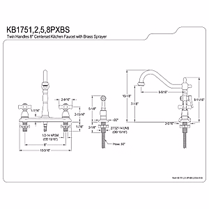 Kingston Brass KB1752PXBS Heritage 8-Inch Centerset Kitchen Faucet, Polished Brass