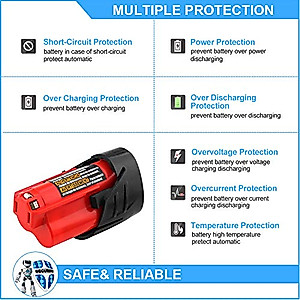 Topbatt 3.0Ah Replacement Battery Compatible with Milwaukee M12 12V Battery 48-11-2411 48-11-2420 48-11-2401 48-11-2402 48-11-2401 12-Volt Lithium-ion Battery 2 Pack