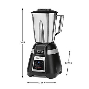 Waring Commercial BB320S Blade 1 HP Blende,r Touchpad Controls with 48 oz Stainless Steel Container, 120V, 5-15 Phase Plug, Black