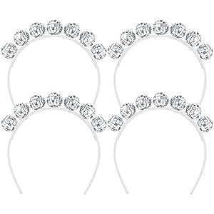 4 Pieces Disco Ball Headbands Mirror Ball Silver Head Boppers 1970s Vintage Disco Ball Headpieces for Women Party Costume Accessory
