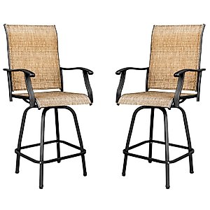 VICTONE Patio Bar Stools Set of 2 All-Weather Outdoor Patio Furniture Set Counter Height Tall Patio Swivel Chairs for Bistro, Lawn, Garden, Backyard