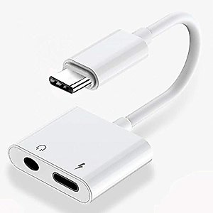 USB-C Headphone Adapter Earphone 3.5mm Jack Type-C Charger Port Splitter Mic Support Hands-Free Headset Adaptor Compatible with LG Wing, Velvet Phones