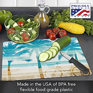 Cut N' Funnel Beachscapes Designer Flexible Plastic Cutting Board Mat, 15" x 11.5", Made in the USA, Decorative, Flexible, Easy to Clean