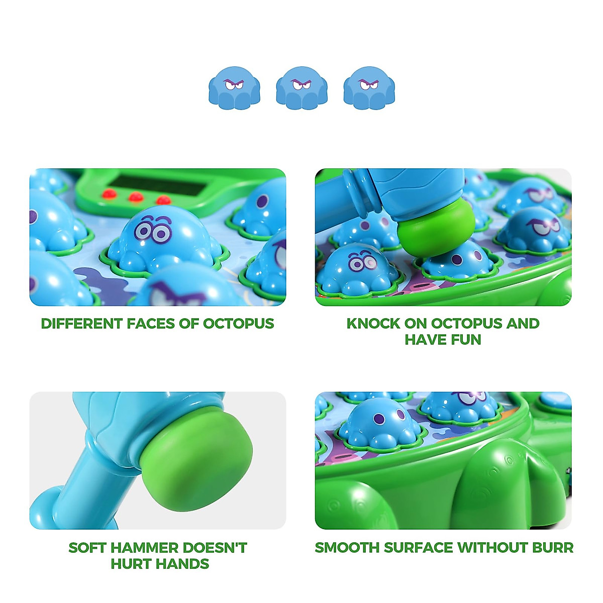 Whack A Mole Game with Music and Light,2 Hammers for Toddlers Kids，Interactive Educational Toys for 3 4 5 6+ Year Old Boys and Girls as Christmas，Halloween，Birthday Gift Ideas