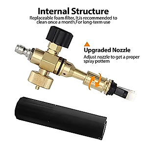 Ikaufen Pressure Washer Gun with Foam Cannon, Car Washer Gun Kit, High Pressure Soap Foam Lance with 5 Pressure Washer Nozzle Tips, 3600 PSI