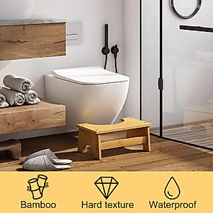 Bamboo Toilet Stool Poop Stool for Adults, Step Stool,Poop Stool for Bathroom, Waterproof and Non Slip Squat Stool Adult Bamboo Toilet Stool (6.7‘’H)
