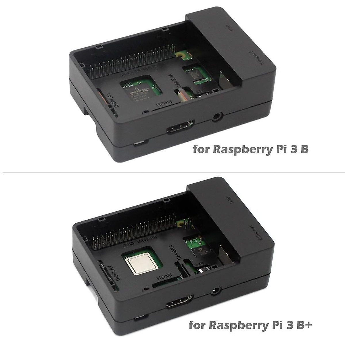 Raspberry Pi 3 B+ Case, iUniker Raspberry Pi Fan ABS Case with Cooling Fan, Raspberry Pi Heatsink, Simple Removable Top Cover for Pi 3 B+, Pi 3 Model B, Pi 2 Model B (Black for 3B+/3B)