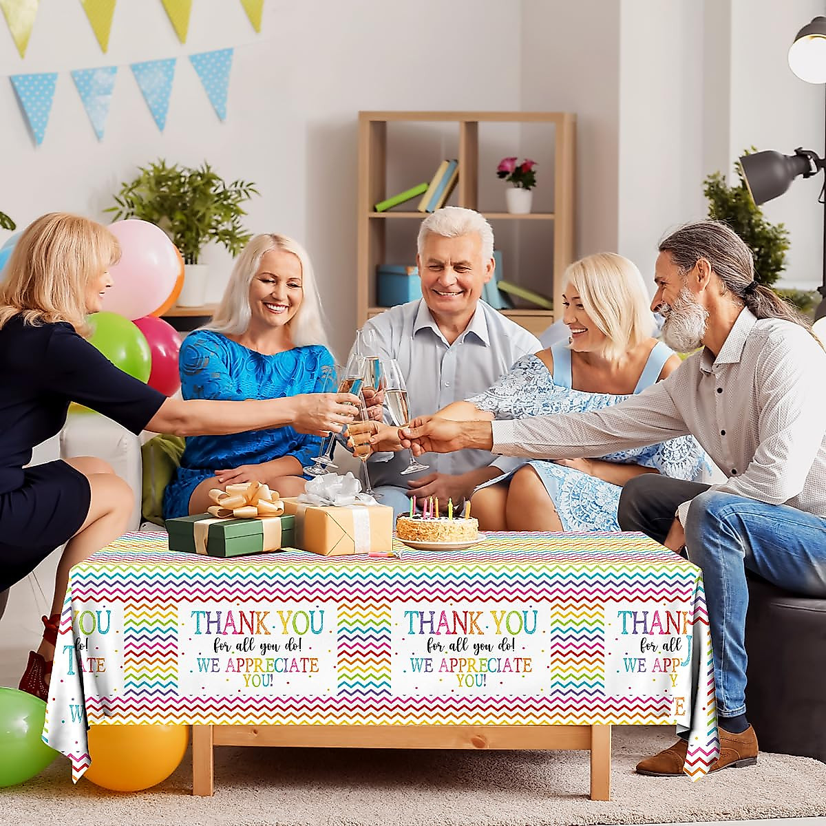 Juweked 3Pcs Thanksgiving Tablecloth Thank You Table Cloth Plastic We Appreciate You Table Cover Rectangle Appreciation Tablecloths Thankful Table Decor Grateful to Employee Teacher Doctor Parents