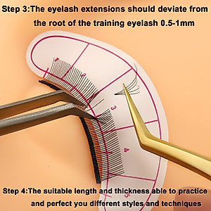 EMEDA Thick Band Practice Lashes for Training Eyelash Extensions 20 Pairs 8mm Length Non-tipped Training Eyelash Practice Strips for Mannequin Head (20 Pairs)