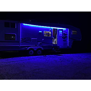 Seagenck RV Led Awning Party Light, Led Awning Strip Light for Camper Motorhome Travel Trailer Concession Stands Food Trucks, Light Up Canopy Area for BBQ Play Cards, 5m(16.4ft), Dc 12v, Blue