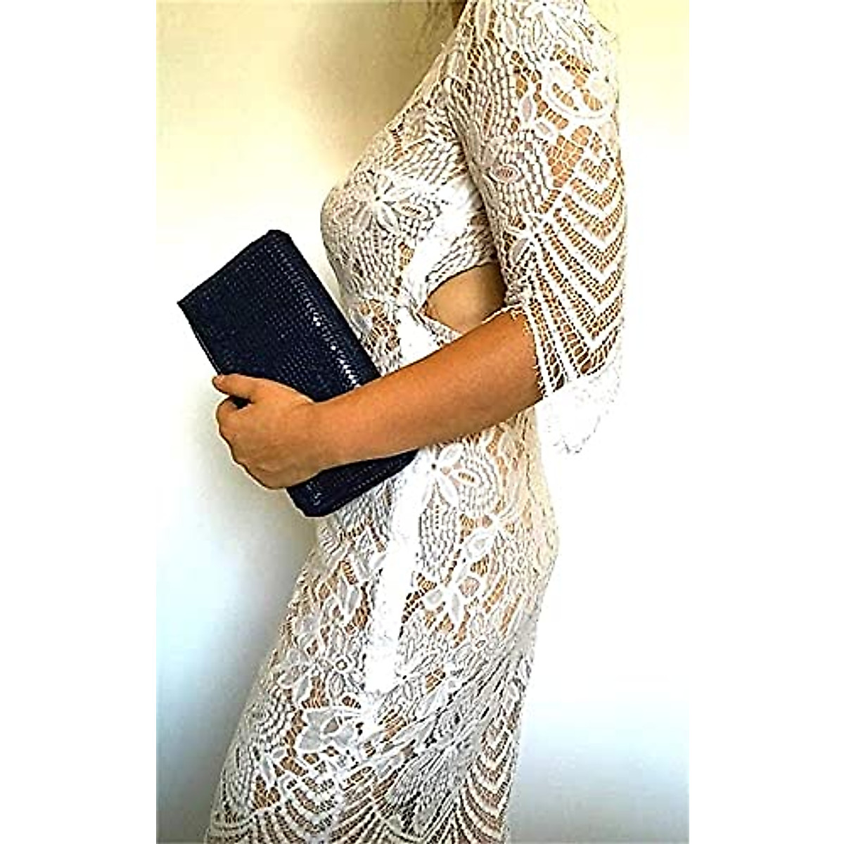 Frewahmesh Womens Evening Clutch Metal Mesh purse handbag with short shoulder strap for Cocktail Party Prom Wedding (Black)