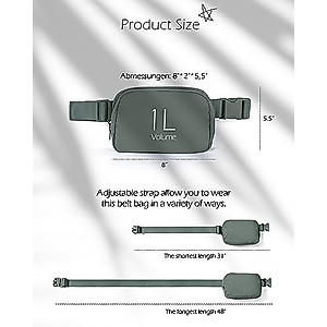 ODODOS Unisex Mini Belt Bag with Adjustable Strap Small Fanny Pack for Workout Running Traveling Hiking, Iron Gray