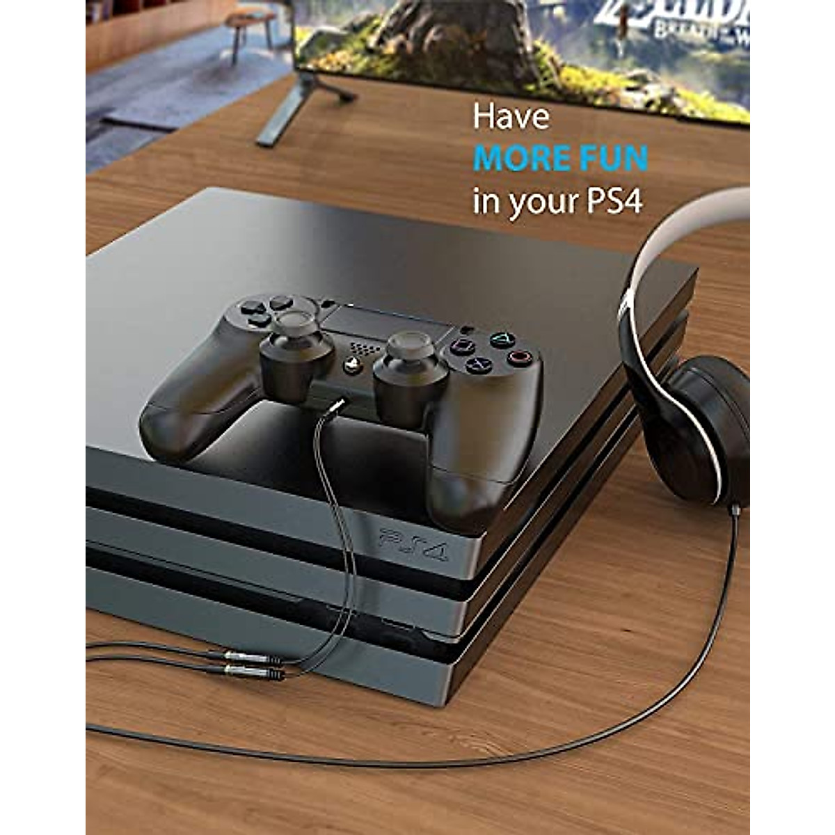 KINGTOP Headphone Splitter 3.5mm, Mic Audio Splitter, Headset Splitter Cable for Gaming Headset with Separate Audio Microphone Jacks (Not for 2 Headphones)