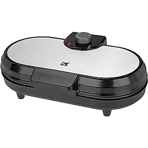 Kalorik WM 42281 BK Traditional Double Belgian Waffle, Make Two Perfect 7" by 1" Waffles Each Time with Precise Temperature Control, Non-stick Coated Plates for Easy Cleaning, Cool Touch Handle