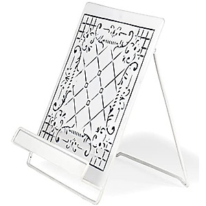 Red Co. 9.5” x 11.25” Foldable Embossed Metal Cookbook Stand & Recipe Holder, Distressed White