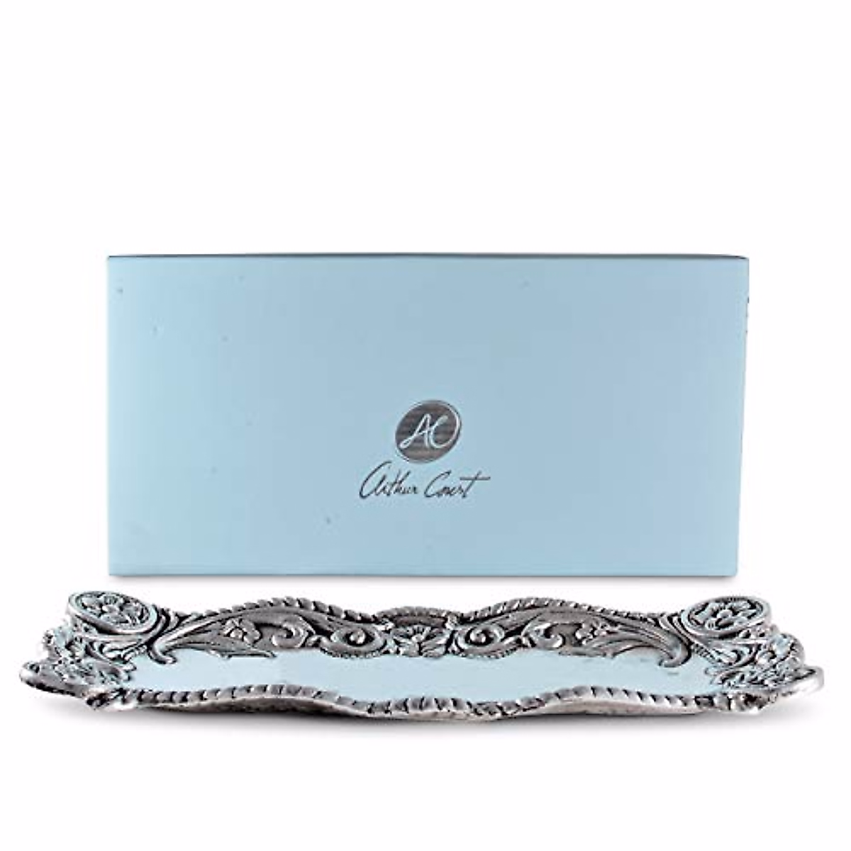 Arthur Court Western Pattern Concho Bread / Snack Serving Tray Parties Bar Dish - Cowboy / Cowgirl Silver Aluminum 6 inch x 12.25 inch