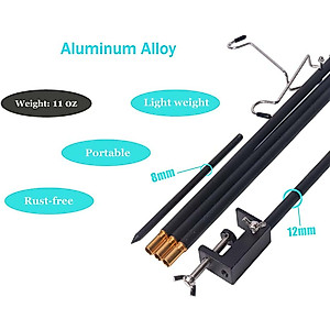 HIKEMAN Folding Lantern Stand Pole Portable Lamp Stand Hook Collapasible Light Stand Holder for Camping Fishing Picnic BBQ Outdoor Activities (Black)