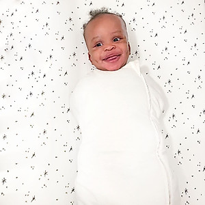 Happiest Baby Sleepea Comforter Swaddle - 100% Organic Cotton Baby Swaddle Blanket - Doctor Designed Promotes Healthy Hip Development (Ivory, Small)