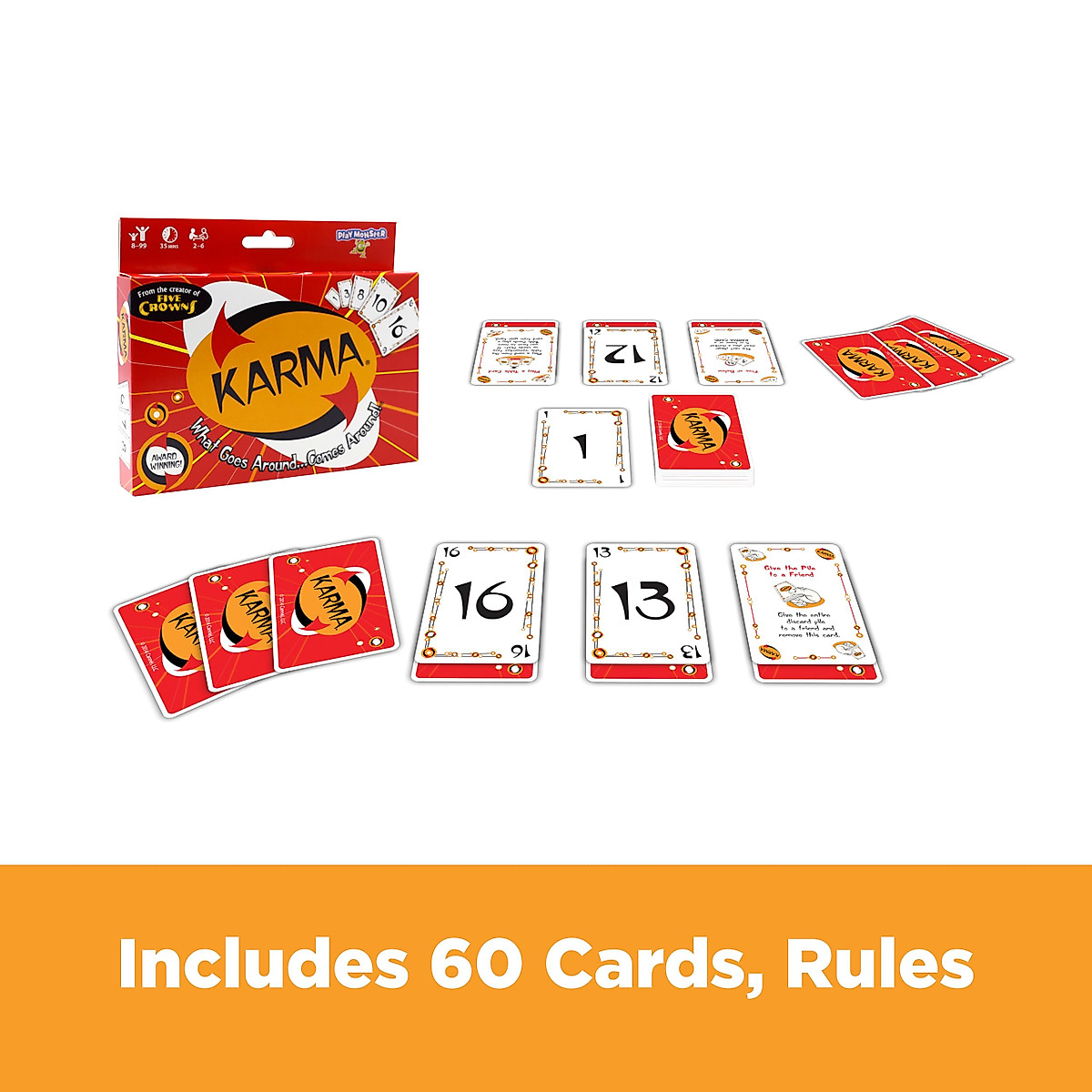 KARMA Card Games – Kids Games, Family Games Night, Card Games for Kids, Multi-Player, Screen Free, Travel Games, Playing Cards, What Goes Around, Comes Around, Ages 8+