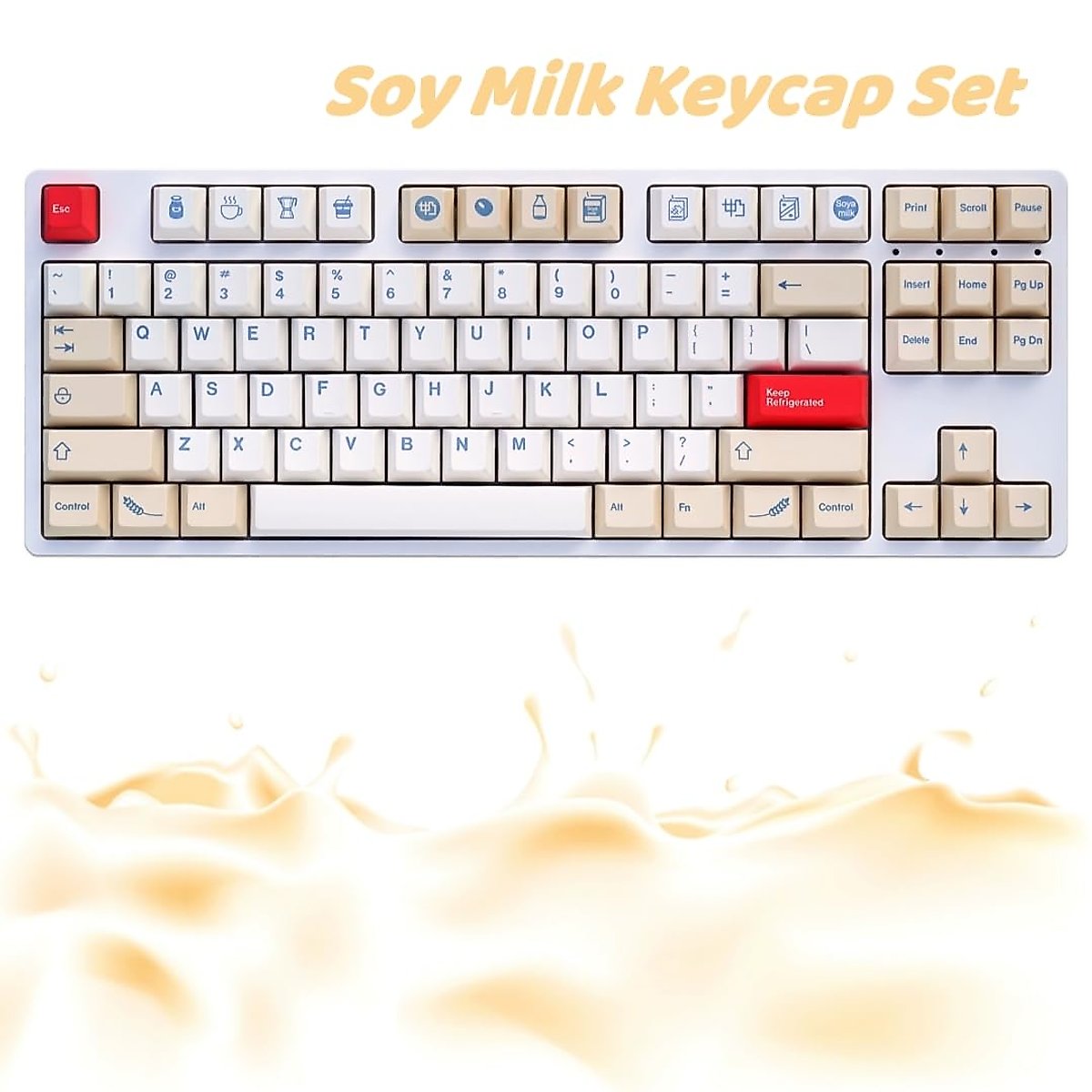 ZMX Soy Milk Custom Keycaps,136 Keys PBT Dye-Heat Sublimation Cherry Profile Personalized Keycaps Set for MX Switch Compatible with Mac Windows PC Mechanical Gaming Keyboard