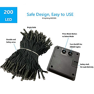 OZS- 2PK 144FT 400LED Solar String Lights Outdoor, Waterproof 8 Modes Solar Outdoor Tree Lights, Green Wire Lights for Garden, Party, Wedding Xmas Decorations (Cool White)