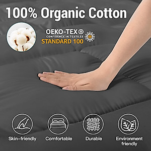 NEXHOME PRO Mattress Topper King, Extra Thick Cooling Mattress Pad with Elastic Bands, Organic Down Alternative Filled Pillow Top for Back Pain Relief