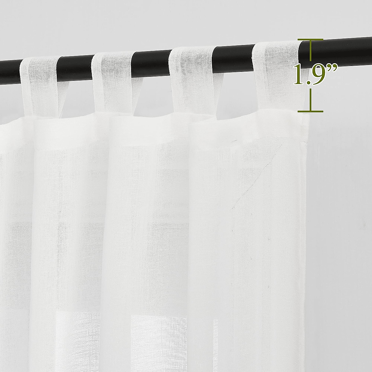 NICETOWN White Linen Curtains 84 inch Length, Tab Top Soft Semi Sheer Flax Window Treatments Privacy with Light Filtering Vertical Drapes for Bedroom/Living Room, W52 x L84, 2 Panels