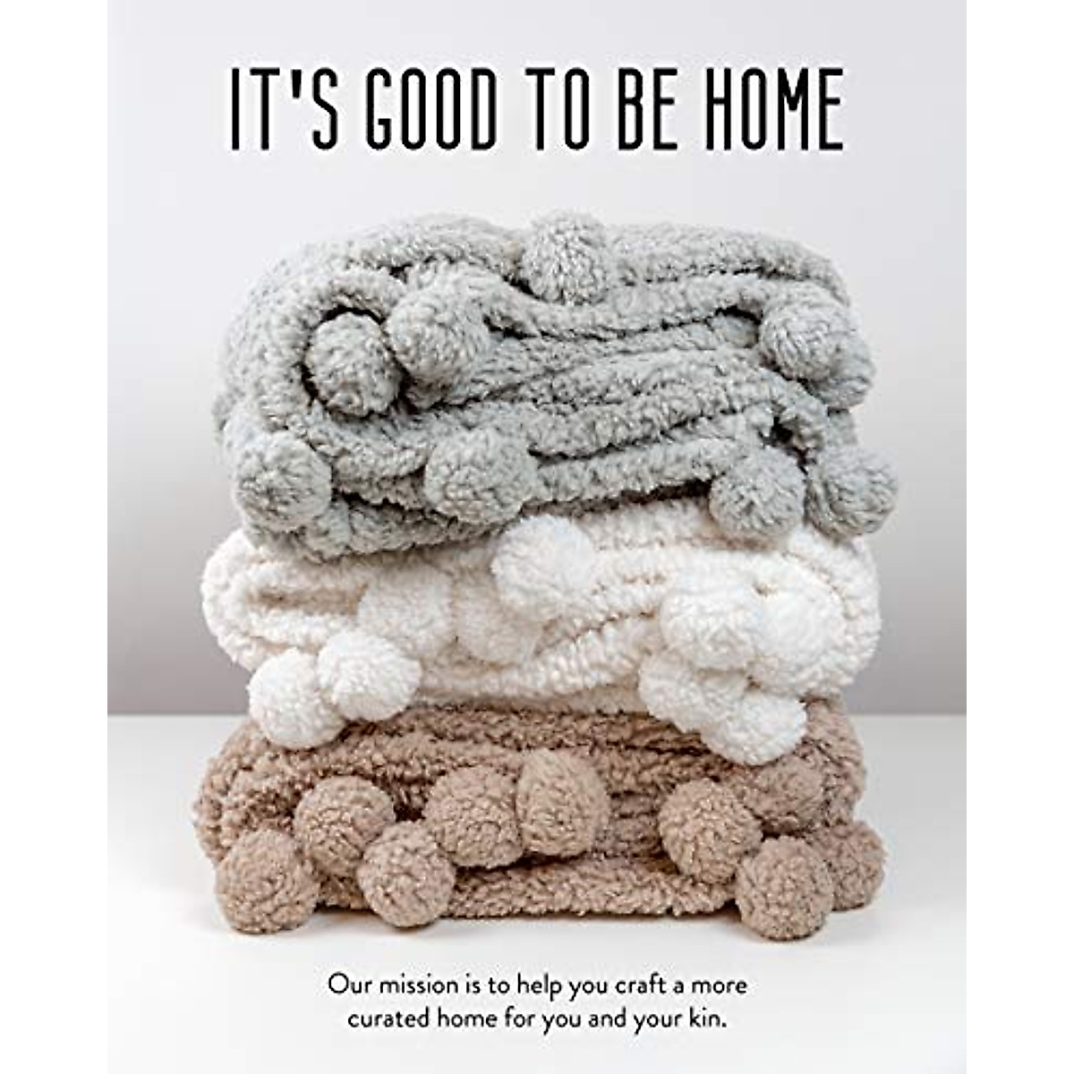 Premium Pom Pom Throw Blanket - Tan Throw Blanket, Plush Blanket, Soft Throw Blanket, Super Soft Blanket | Fall Throw Blanket for Couch, Fleece Blanket, Fleece Throw Blanket, 60” X 49.5”