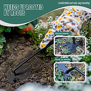 Manual Weed Remover Tool for Lawn and Garden, 2025 Upgrade Garden Weed Pulling Tool Uprooting Weeding Tool,Weed Puller Tool 4 Tooth Manganese Steel for Gardening Backyard Farm (11.8in)