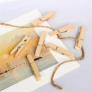25pcs Wooden Clothespins with Close Wire Springs Wooden Natural Mini Clothespin for Photo, Clothes, Hanging, Drying (3.7X 0.4 Inch), JD2108302351