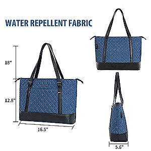 KROSER Laptop Tote Bag 15.6 Inch with USB Port, Large Work Tote Bag Computer Shoulder Bag for Women, Laptop Carrying Case Stylish Handbag Gift for Office Business Travel(Haze Blue)