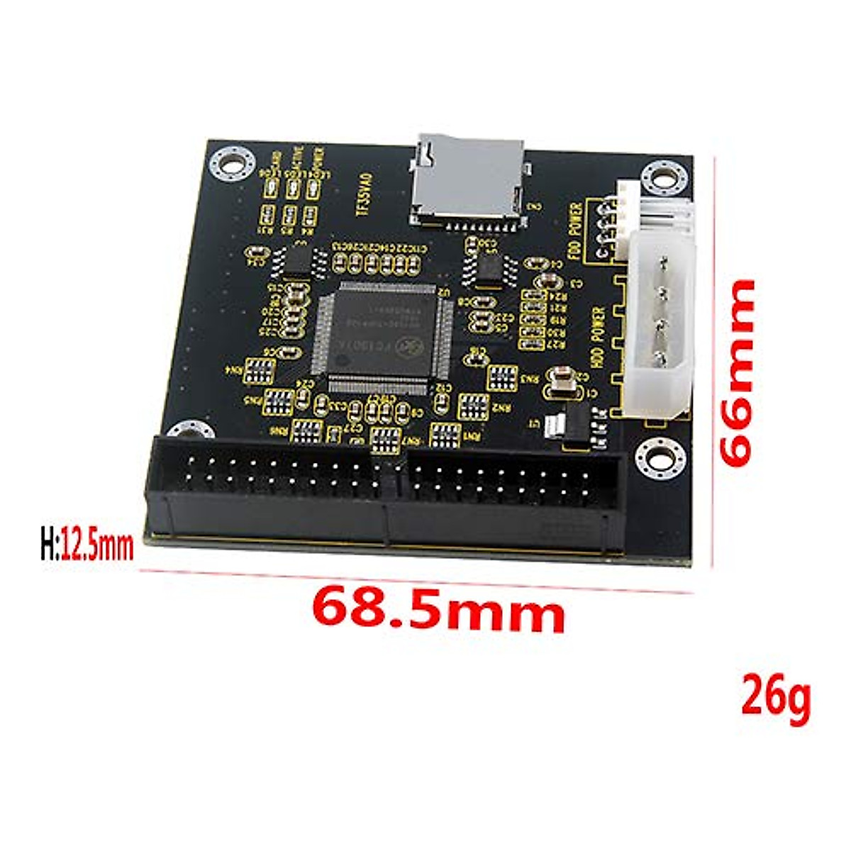 SD to 3.5" 40Pin Male IDE Hard Disk Drive Adapter Card 4Pin Power Supply