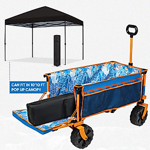 Old Bahama Bay 49 Inch Extended Extra Long Beach Wagon with Big Wheels for Sand, Collapsible Utility Beach Cart Heavy Duty Folding Wagon,Ideal for Outdoor Sand Camping Garden Pet