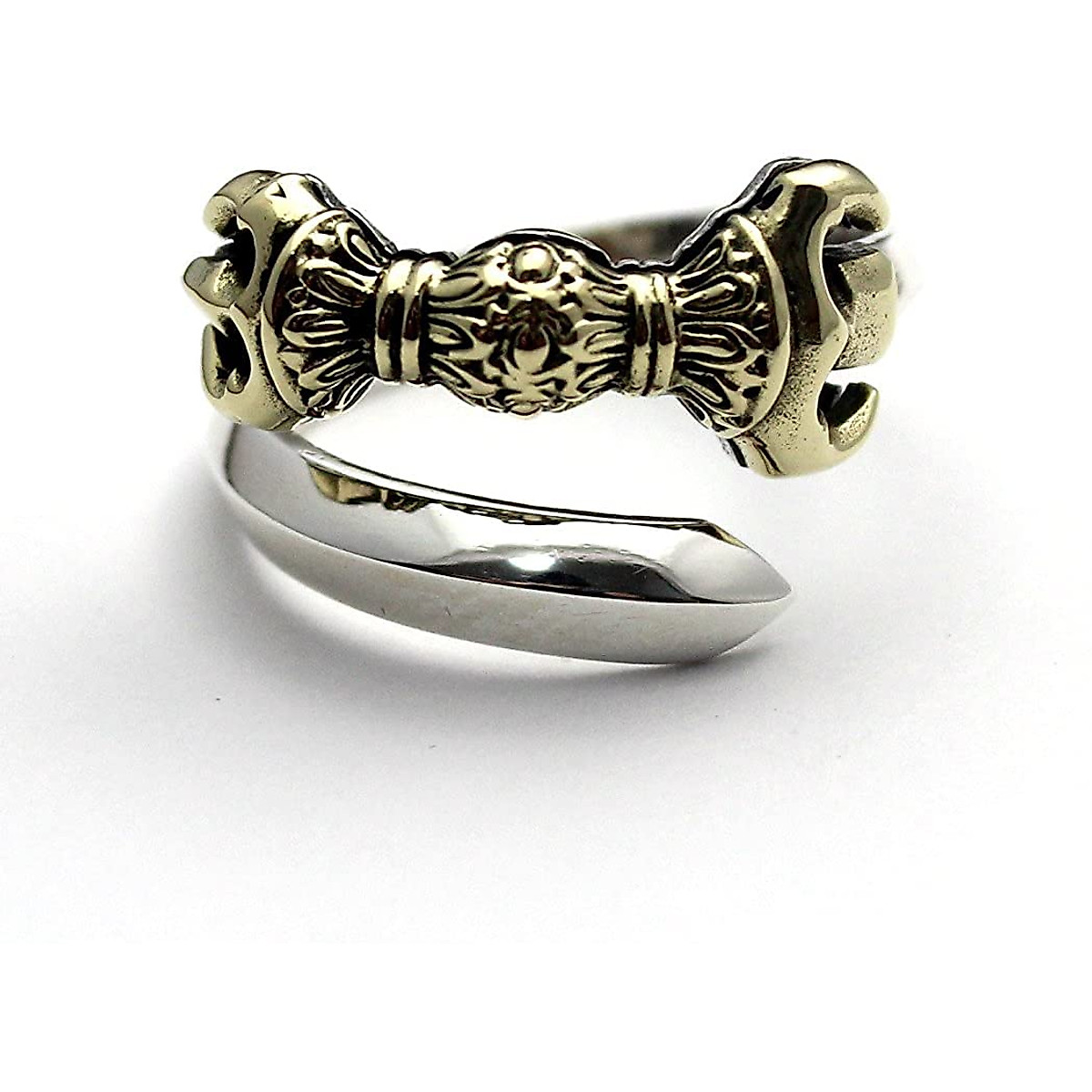 COSUMOSU sterling silver Tibetan Buddhist Vajra Dorje Amulet open ring adjustable ring