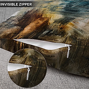 Emvency Set of 2 Throw Pillow Covers Modern Abstract Messy Turquoise Black and Brown Retro Painting Decorative Pillow Cases Home Decor Standard Square 18x18 Inches Pillowcases