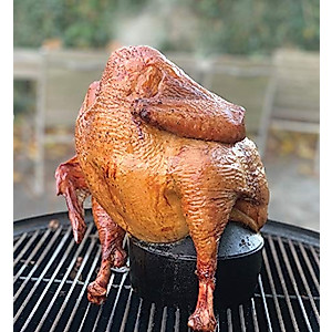 Outset 76633 Cast Iron Beer Can Chicken Stand, Garlic Roaster and Flavor Infuser, Black