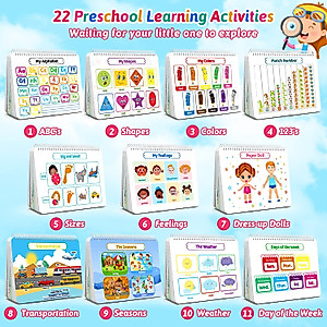 HUAXUS 19 Pages Preschool Learning Activities - Busy Book, Toddler Activities, Autism Sensory Learning Materials, Montessori Toys, Educational Toys, Activity Binder Gifts for Kids Toddlers