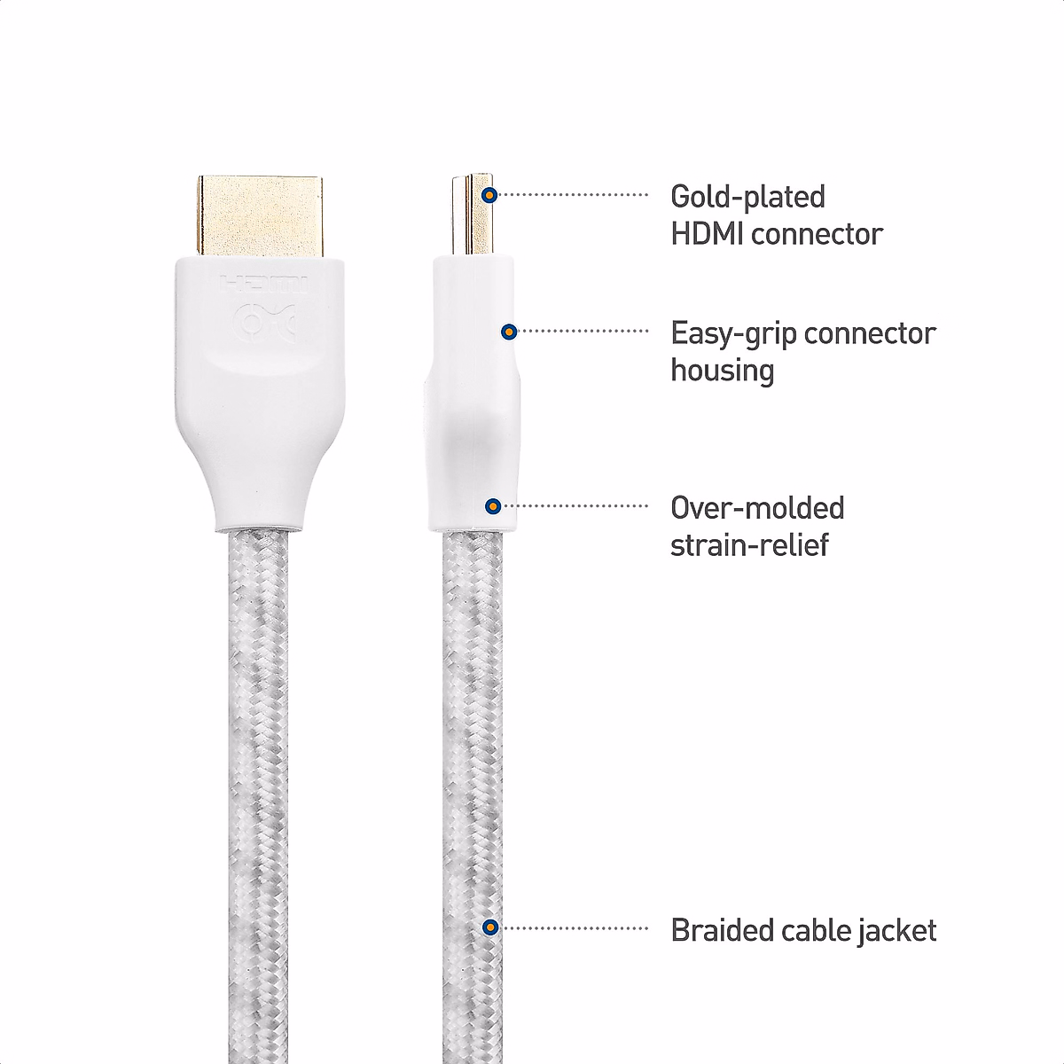 Cable Matters [Ultra High Speed HDMI Certified] Braided 48Gbps 8K HDMI Cable 6.6 ft / 2m with 8K @120Hz, 4K @240Hz and HDR Support for PS5, Xbox Series X/S, RTX3080 / 3090, Apple TV and More in White