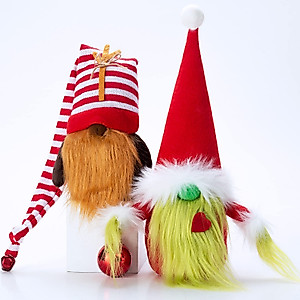 BWFY Christmas Gnomes Decorations 2-Pack Handmade Swedish Tomte Plush Gnomes Scandinavian Santa Elf Christmas Table Tiered Tray Ornament Gnome Christmas Decor Gifts