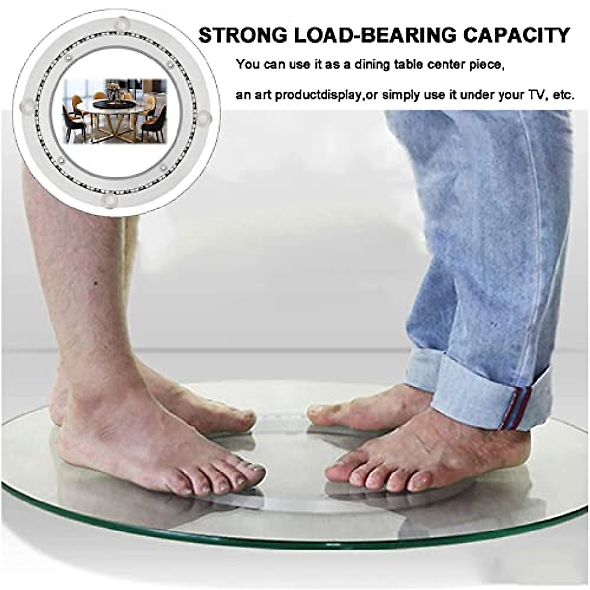 8/12/32 Inch Heavy Duty Steel Lazy Susan Bearing,Heavy Duty Aluminium Rotating Lazy Susan Turntable,360 Degree Rotating Turn Table Ring,Various sizes to choose from (Color : Silver, Size : 350mm (14