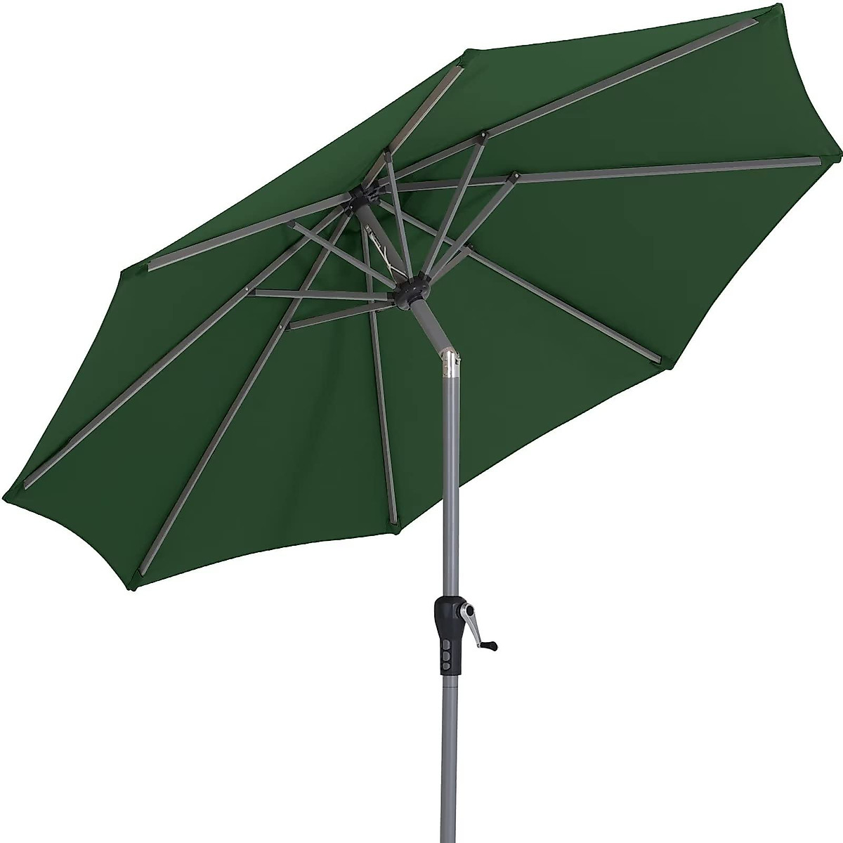 ABCCANOPY 9FT Market Umbrella 3-Year-Non-Fading OLEFIN Canopy Patio Outdoor Aluminum Table Umbrella with 8 Sturdy Ribs, Forest Green