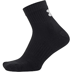 Under Armour Adult Training Cotton Quarter Socks, Multipairs , Black (6-Pairs) , Medium