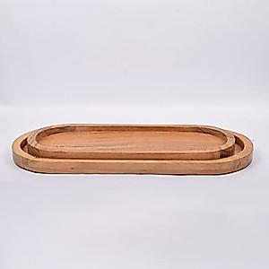 Samhita Acacia Oval Wood Tray Platters for Serving Food, Dishes Dinner Plates for Party Entertaining Appetizer