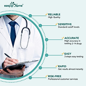 Easy@Home 5 Panel Instant Drug Test Kits [25 Pack] - Testing Marijuana (THC), COC, OPI 2000, AMP, MET/mAMP- Urine Dip Drug Testing -#EDOAP-254