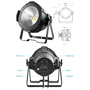 BETOPPER Stage Spotlights, 100W LED DMX Lights, Warm & Cold White Spot Lights COB Stage Lighting, Strobe Lighting for Church, Parties, Wedding, Theatre, Live Events, Stage etc.(1 Pack)