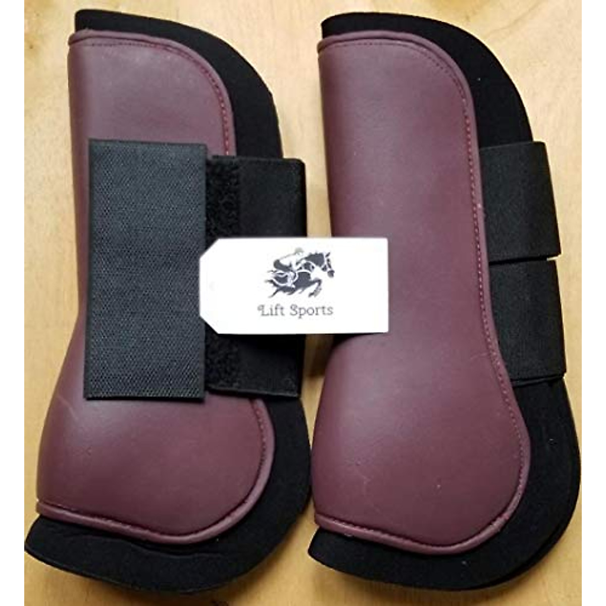 Horse Tendon & Fetlock Boots Jumping Leg Protection Boots Light Weight Support Open Front Brushing Medicine (Maroon (Set of 4))