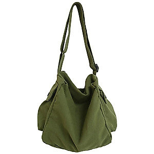 Women Men Canvas Messenger Bag Large Crossbody Shoulder Bag Canvas Hobo Bag with Multiple Pockets Fashion Casual Tote Bag