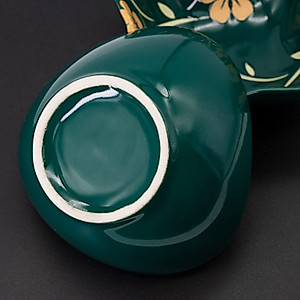 Louyebh Ceramic Stable Spoon Rest for Stove Top Heat Resistant Porcelain Spoon Utensil Holder for Kitchen Counter Dishwasher Safe Multifunctional Glaze Ceramic Bowl Kitchen Dining Table Decor (green)