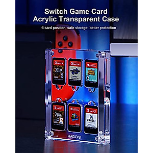 Hagibis Game Card Case for Nintendo Switch, 6 Cartridge Slots Holder Protective Shockproof Display Cabinet, Transparent Acrylic Game Storage Box for Switch NS NX (6 Slots)